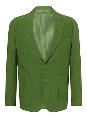 PERCIVAL Tailored Single-breasted Linen And Cotton-blend Blazer - Forest