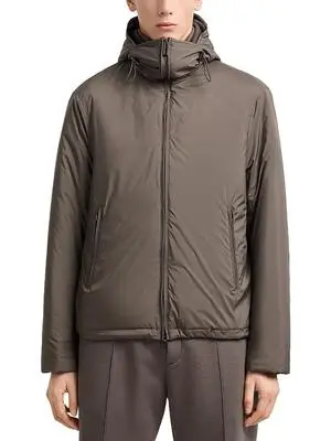 Emporio Armani Regular Fit Hooded Blouson Jacket - Grey