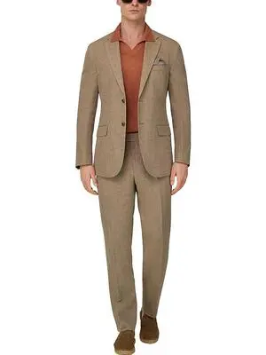 Boggi Milano Regular Fit Pure Linen Suit - Beige