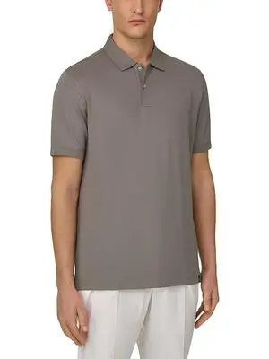Boggi Milano Cafe Pique Regular Fit Polo Shirt - Mud