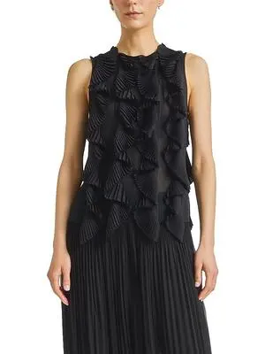 SAINT ART Neo Organza Pleated Top - Black
