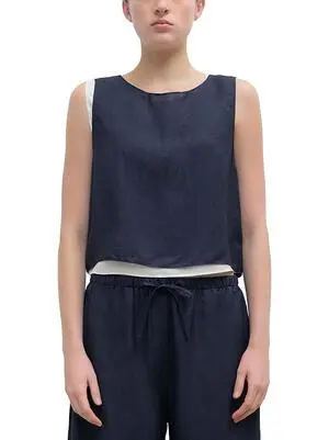 LESET Daniel Crop Sleeveless Crew Top - Midnight
