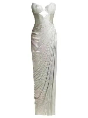 MARIA LUCIA HOHAN Amisha Cut-out Pleated Maxi Dress - Silver