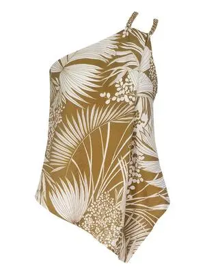 ME & THEE Me & Thee One Shoulder Tropical Print Top