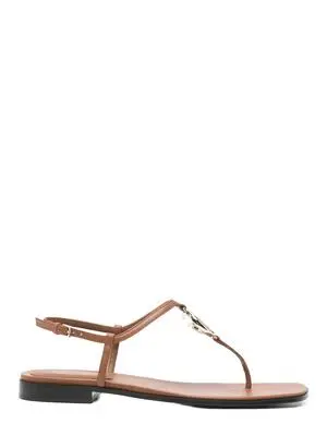 Gucci Gg Marmont Leather Flat Sandals - Cuoio