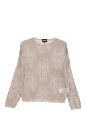Emporio Armani Embroidered Crewneck Sweater - Argento