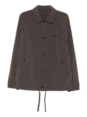 Emporio Armani Logo Embroidered Overshirt - Marrone
