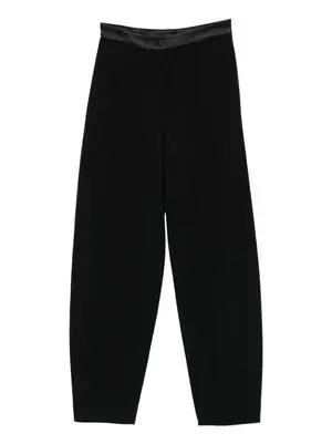 Emporio Armani Black Satin Trim Tapered Trousers - Nero