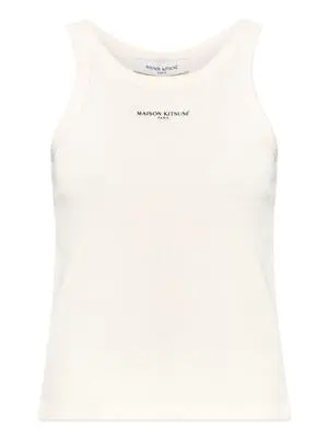 Maison Kitsuné Ribbed Logo Tank - Beige