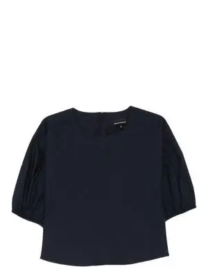 Emporio Armani Cotton Puff Sleeve Blouse - Blu