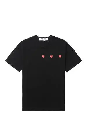 Comme Des Garçons Heart Print Cotton T-shirt - Black