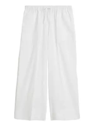 TOTEME Linen And Cotton Blend Wide-leg Trousers - Bianco