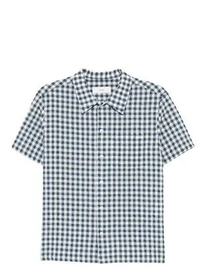 DUNST Checked Cotton Blend Shirt - Blu