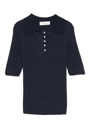 DUNST Dunst Cotton Blend Ribbed Knit Polo Shirt