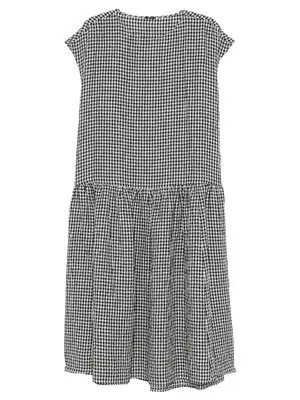 Apuntob Gingham Check Cotton Midi Dress - Nero