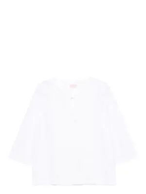 RELAX RE LUX Cotton Shirt With 3/4 Sleeves - Bianco