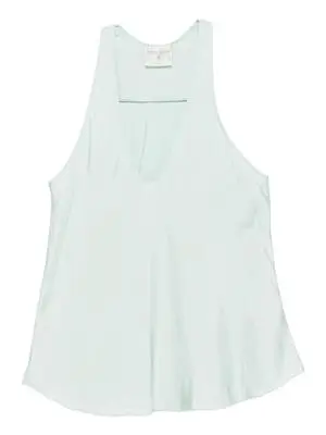 FORTE_FORTE V-neck Sleeveless Twill Tank - Azzurro