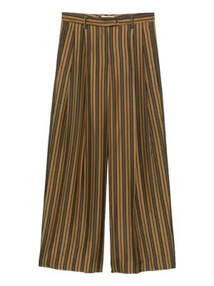 Alberto Biani Vertical Stripe Silk Trousers - Marrone