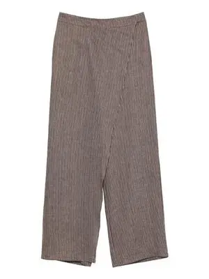 ALYSI Wide Leg Striped Trousers - Marrone