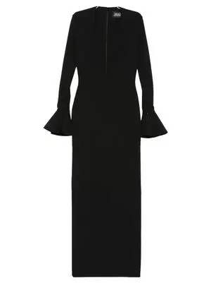 Solace London Hutton Maxi Dress With V-neck And Flared Cuffs - Nero