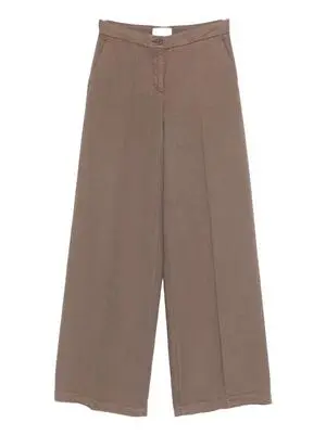 VIA MASINI 80 Linen Wide Leg Trousers - Marrone