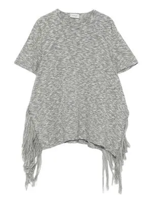 MRZ Cotton T-shirt With Fringe Detail - Black