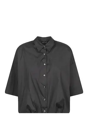 MIZUIRO Name Cotton Shirt With Balloon Silhouette - Nero