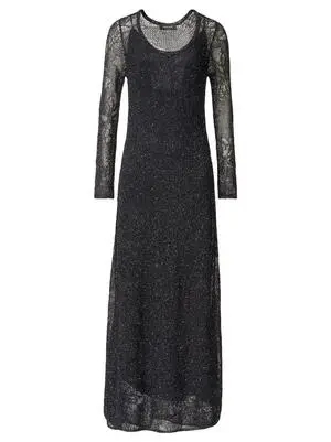 Fabiana Filippi Lace Long Sleeve Maxi Dress - Blu