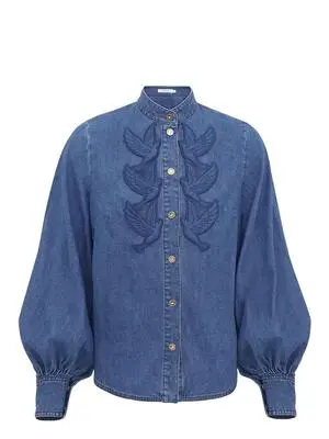 Zimmermann Denim Appliqué Shirt - Blu