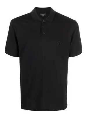 Giorgio Armani Piqeut Cotton Polo Shirt - Nero