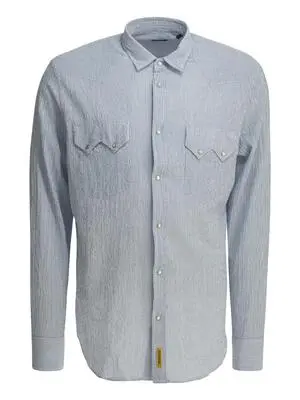 B.D.BAGGIES Rodeo Seersucker Striped Shirt - Light Blue