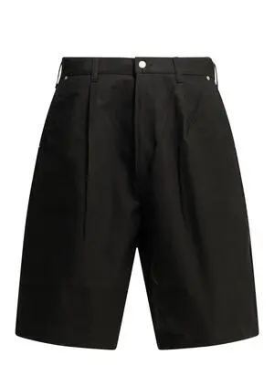 Comme Des Garçons Wide Leg Pleated Cotton Shorts - Black