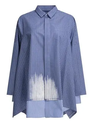 Sacai Striped Cotton Blend Shirt - Light Blue