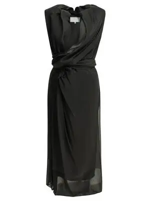 MAISON MARGIELA Draped Silk Midi Dress - Black