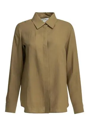 Max Mara Linen Shirt With Monogram Embroidery - Brown