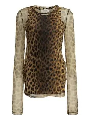 Max Mara Sportmax Fitted Animalier Mesh Top - Brown