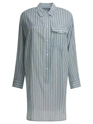 MARANT ETOILE Striped Cotton Voile Chemisier Dress - Blue