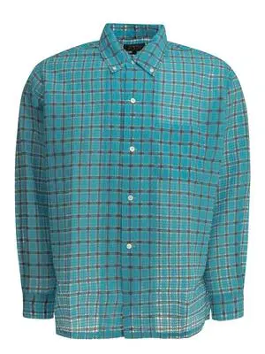 BEAMS Open Db Nylon Airy Plaid" Button-down Shirt - Light Blue