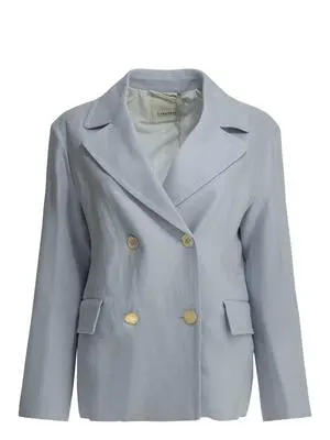 Max Mara Max Mara S Linen Double Breasted Blazer Light Blue