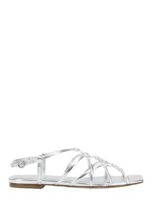 AeydĒ Anisa Low Metallic Leather Sandals - Silver