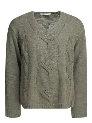 OUR LEGACY Our Legacy V-Neck Sweater With Maxi Braid Detail