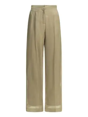 Max Mara Silk Organza Tailored Wide-leg Pants - Beige