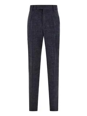 FERRAGAMO Silk And Wool Tailored Trousers - Blue