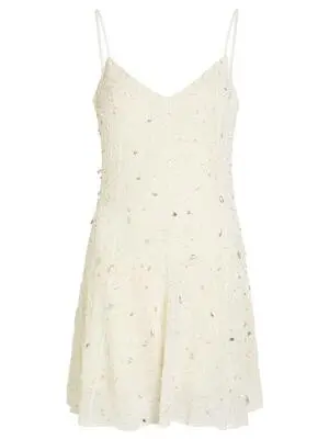 Staud Embellished Mesh Mini Dress - Ivory