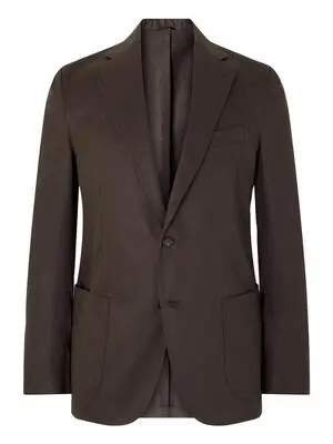 DE PETRILLO Cotton Single-breasted Suit Jacket - Brown