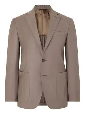Canali Kei Wool Suit Jacket - Brown