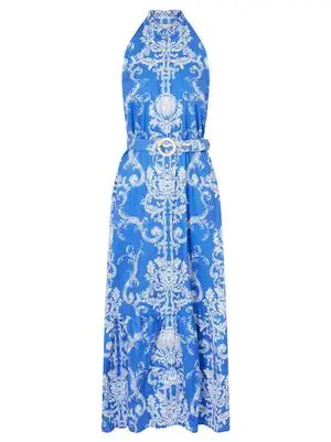 Borgo De Nor Biba Floral-printed Cotton Maxi Dress - Blue