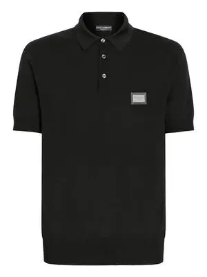 Dolce & Gabbana Wool Polo-shirt With Branded Tag - Black