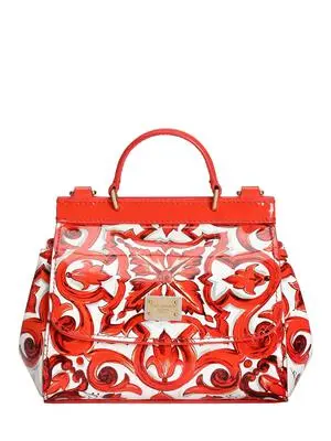 Dolce & Gabbana Sicily Handbag In Majolica-print Patent Leather - Multicolor