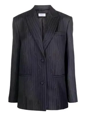 Off-White Pinstripe Pattern Blazer - Grey